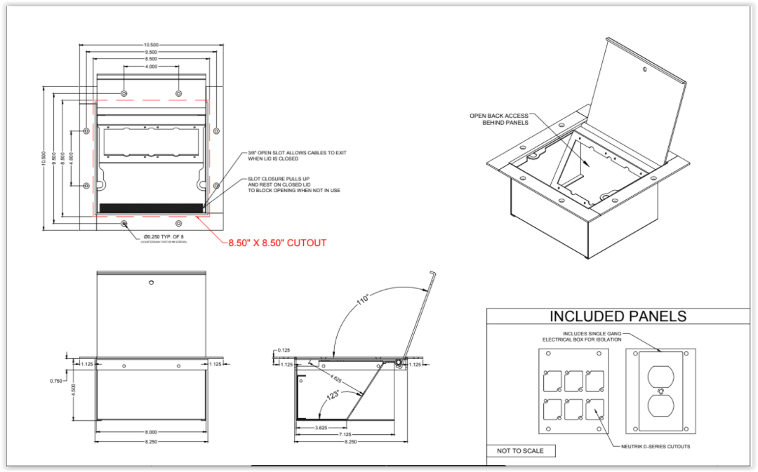 Full Pocket AV Floor Box | AV Floor Boxes | Data Floor Boxes | AV Table Top Box | Audio Video ...